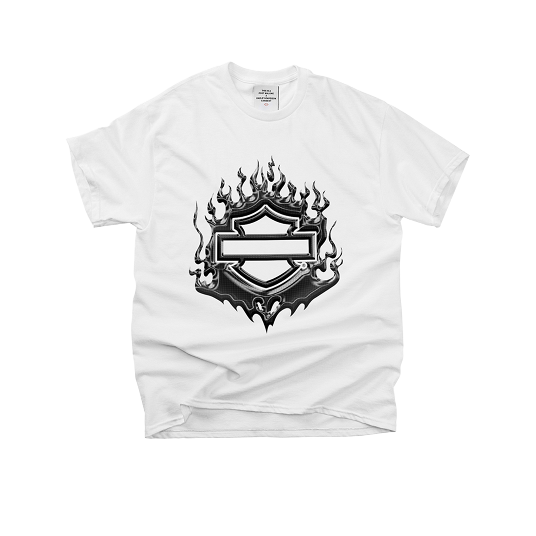 POST MALONE x H-D FLAMING BAR & SHIELD WHITE TEE - Official Post Malone ...